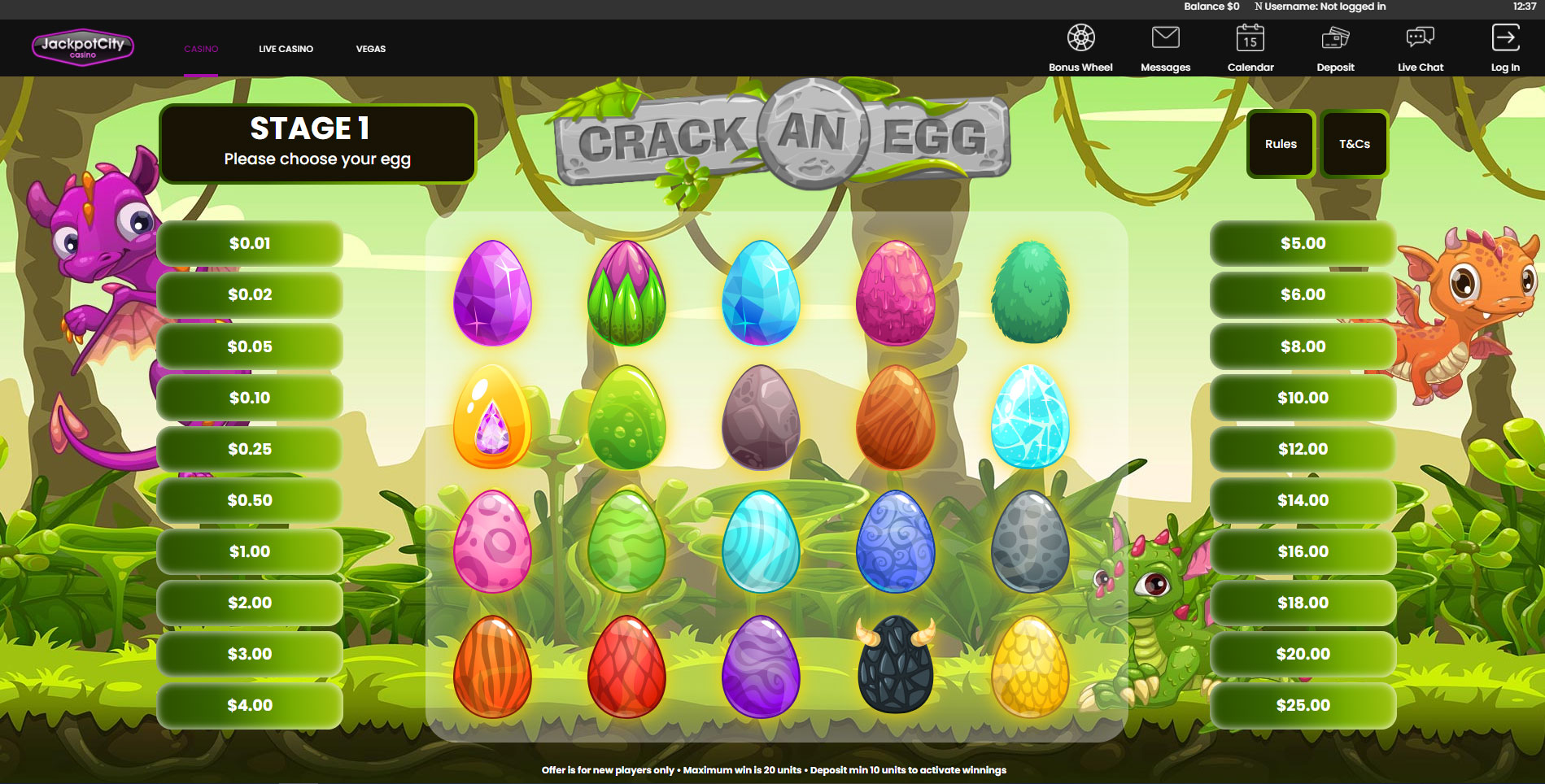 Bonus Game – Crack an Egg – 50 Free Spins